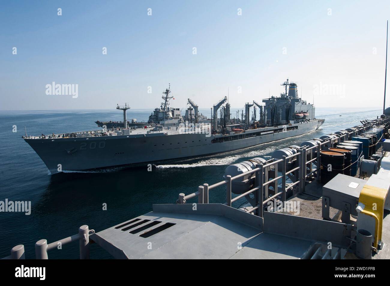 Fleet replenishment oiler USNS Guadalupe steams alongside USS America ...