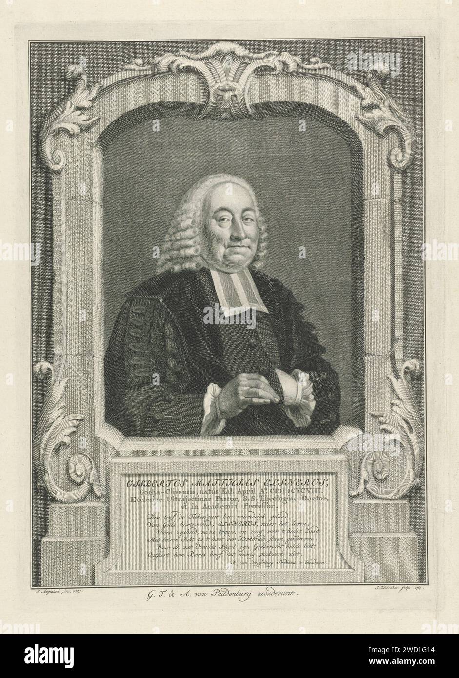 Portrait of Gijsbertus Matthias Elsnerus, Jacob Houbraken, after Jan ...