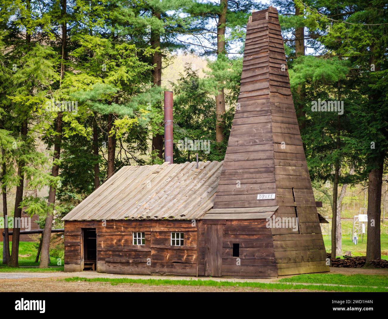 The Drake Well Museum and Parkin the scenic Oil Creek Valley, USA Stock ...