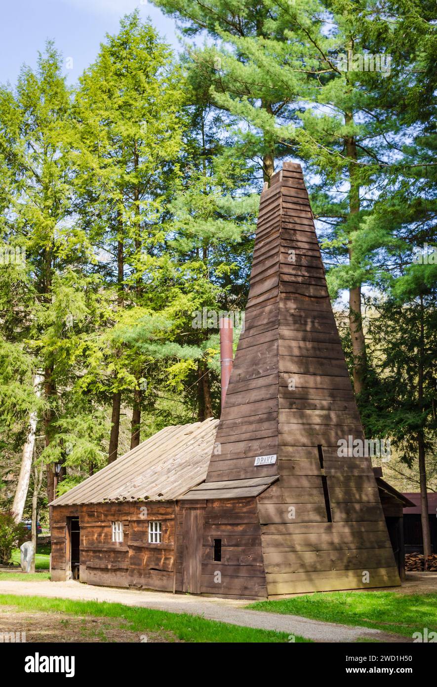 The Drake Well Museum and Parkin the scenic Oil Creek Valley, USA Stock ...