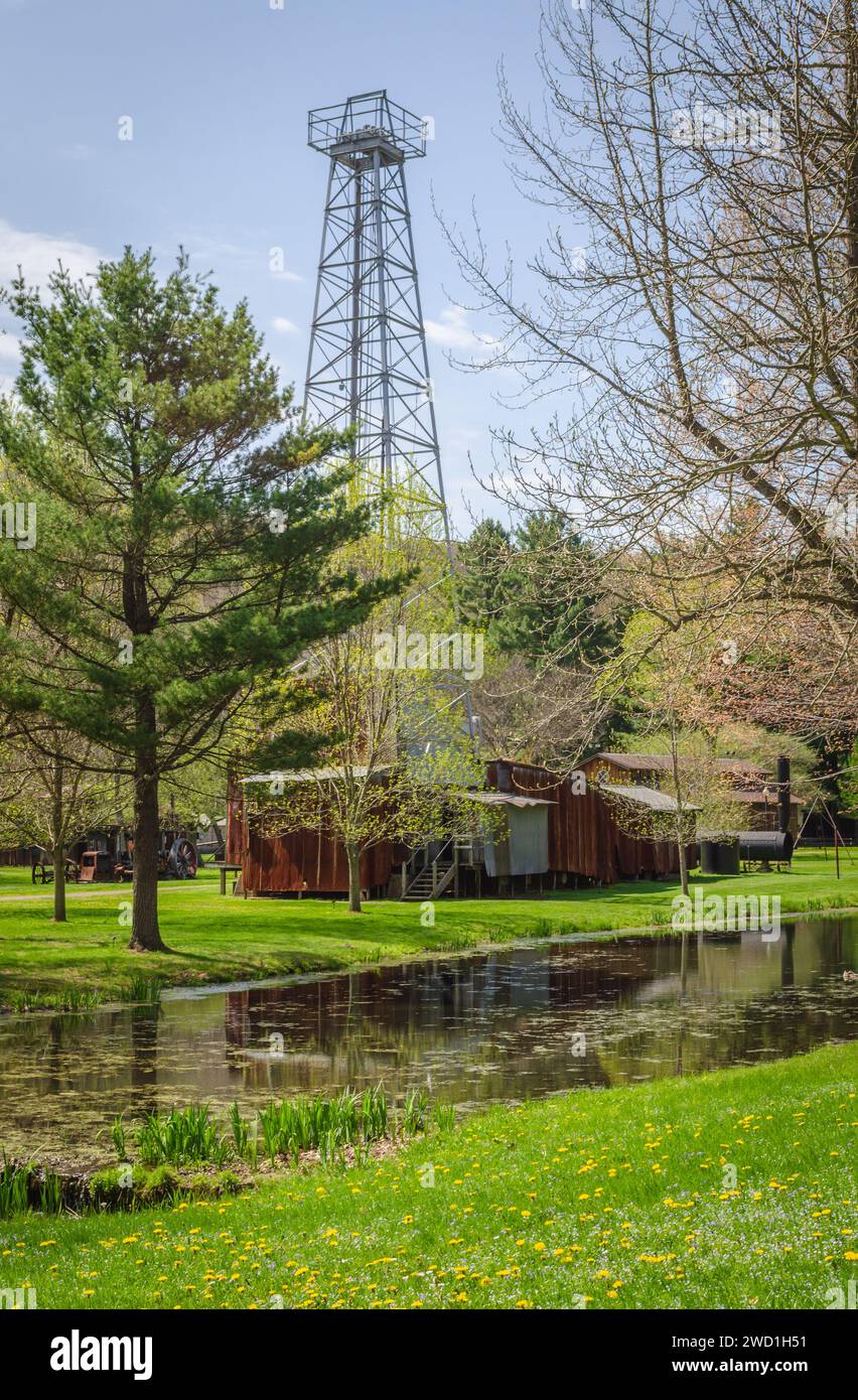 The Drake Well Museum and Parkin the scenic Oil Creek Valley, USA Stock ...