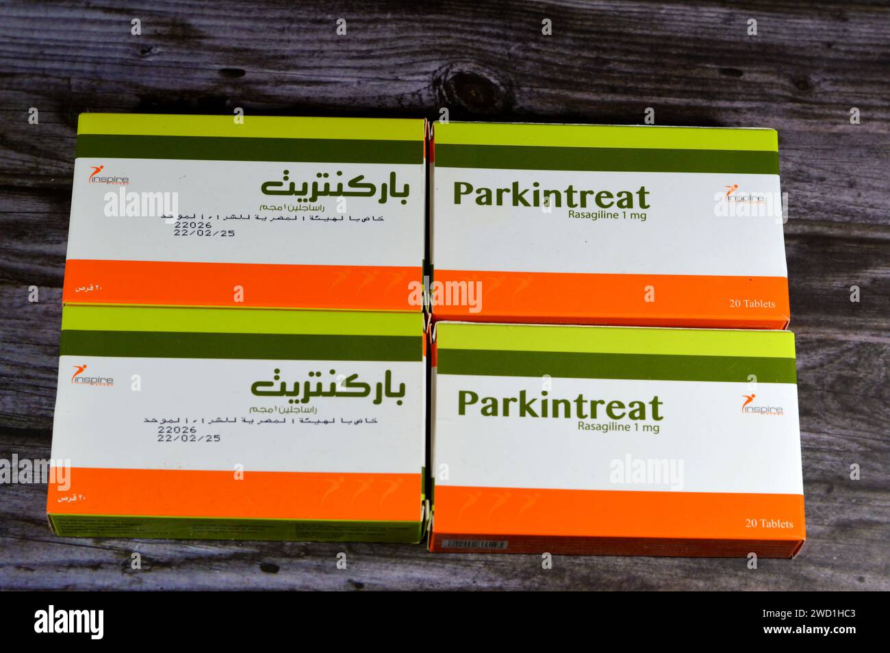 Cairo, Egypt, January 15 2024: Parkintreat 1mg Rasagiline, indicated ...