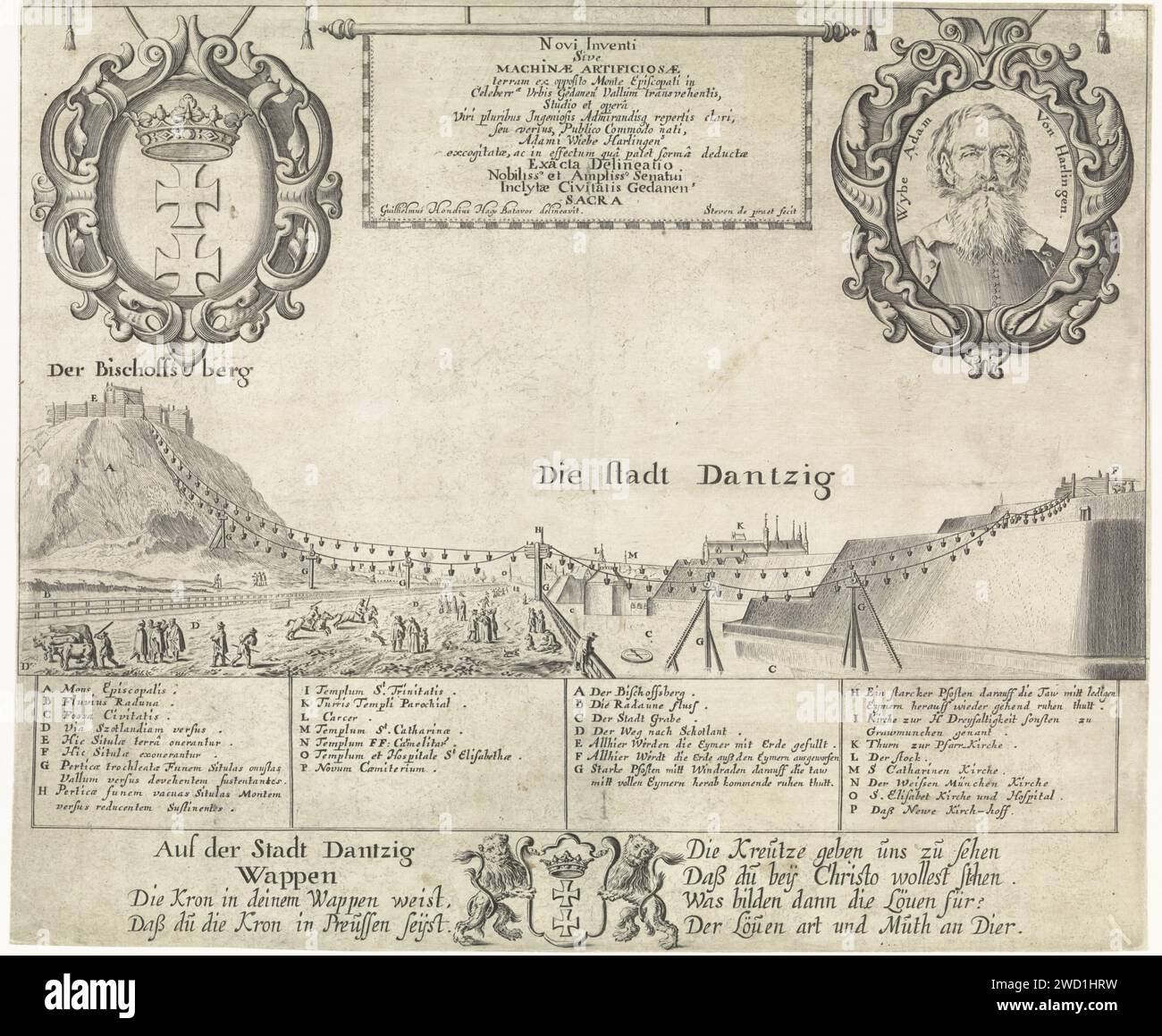 Cable car in Danzig, Stephan de Praet, after Willem Hondius, 1644 ...