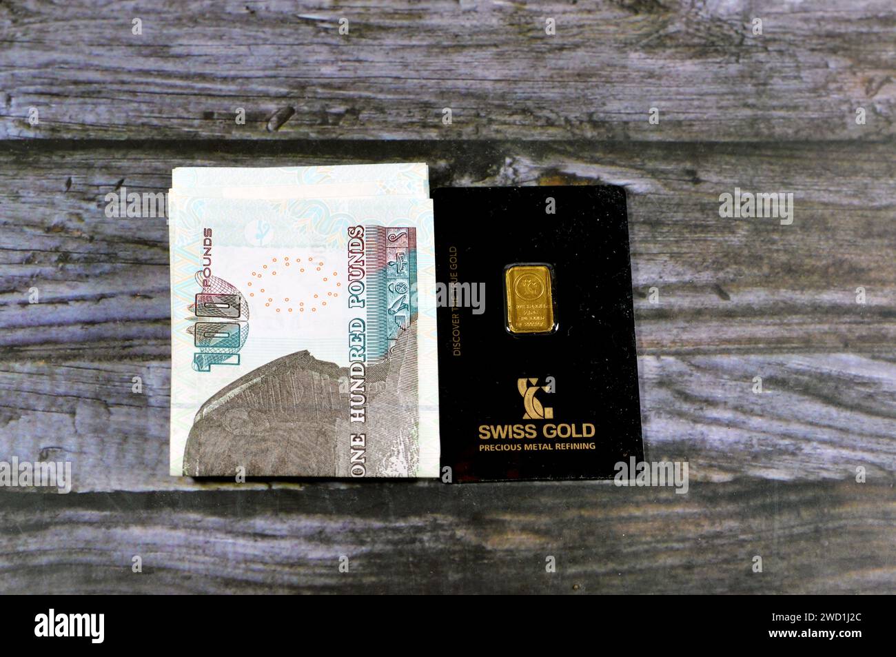 Cairo, Egypt, January 15 2024: 24K karat Swiss Gold pure yellow gold of ...