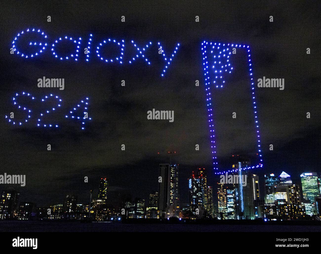 EDITORIAL USE ONLY 550 drones create shapes including a spaceship, the ...