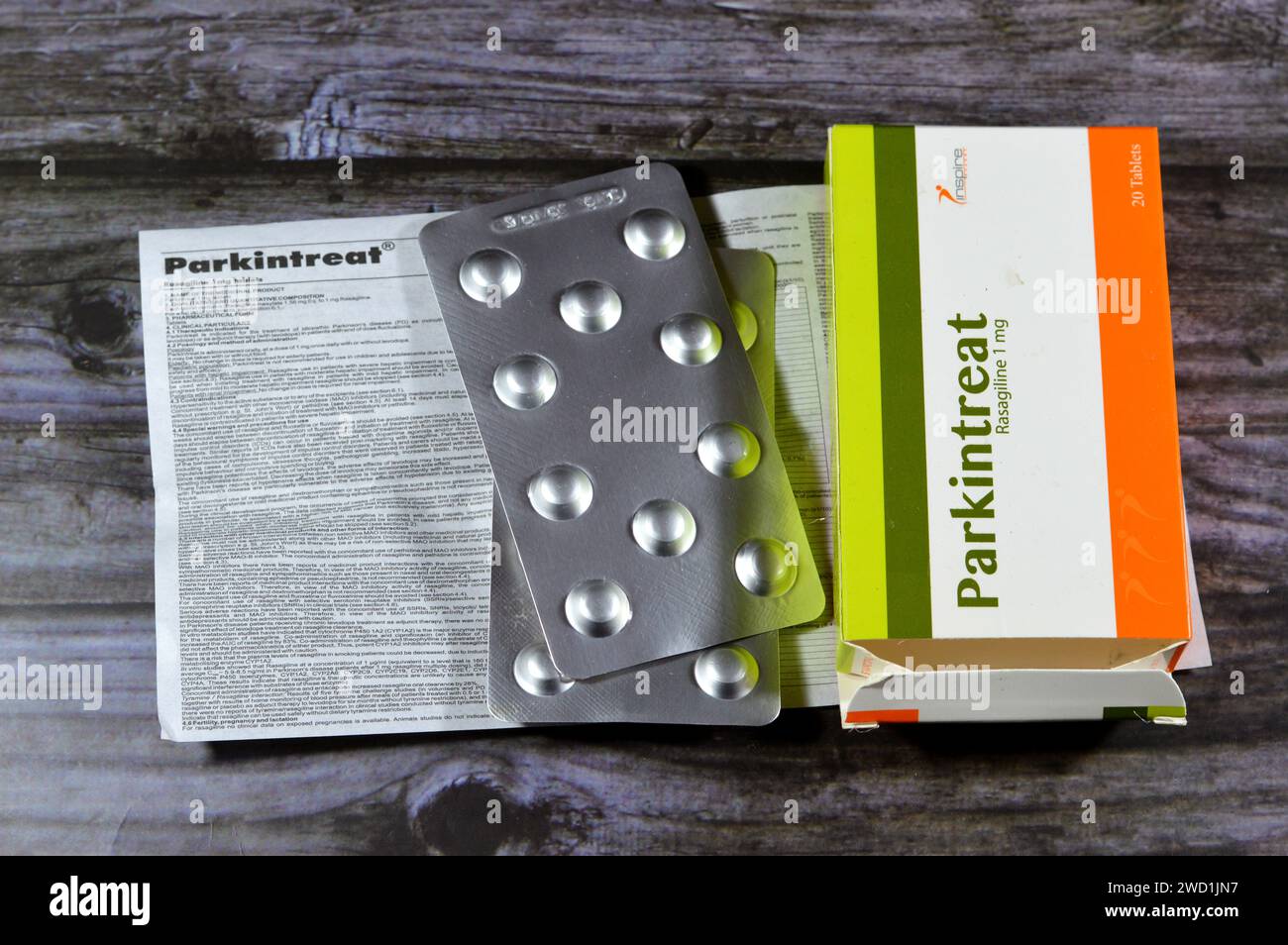 Cairo, Egypt, January 15 2024: Parkintreat 1mg Rasagiline, indicated ...