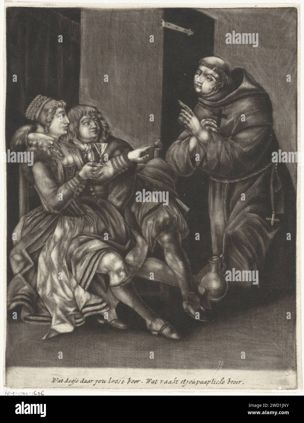 Priest admonishes a love couple, Anonymous, 1650 - 1800 print paper ...