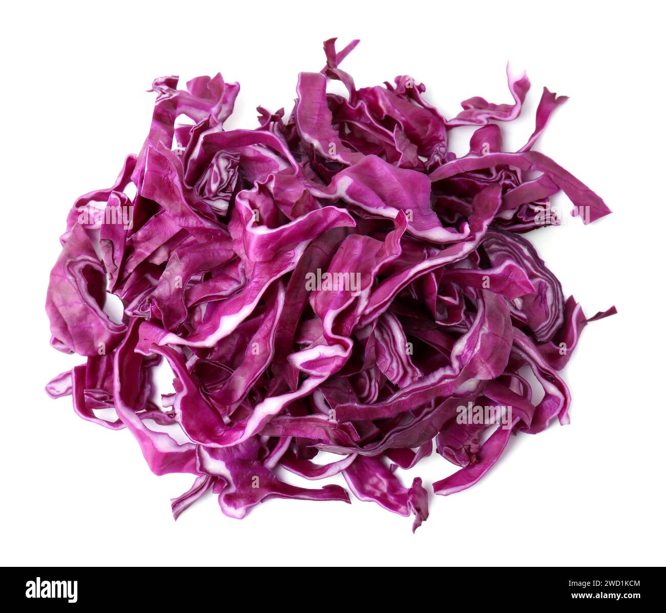 Pile of shredded red cabbage isolated on white, top view Stock Photo ...