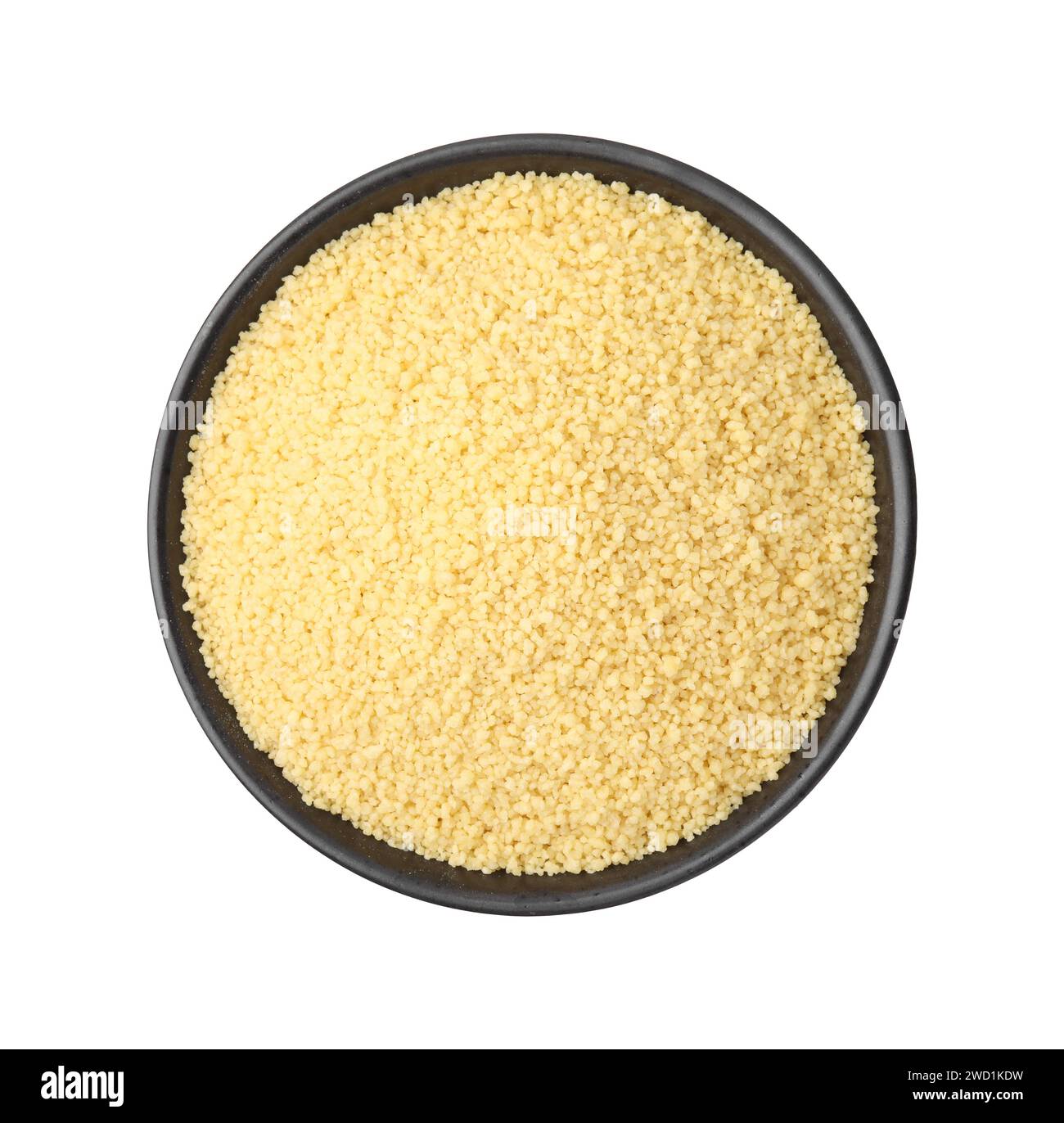 Raw couscous in bowl isolated on white, top view Stock Photo - Alamy