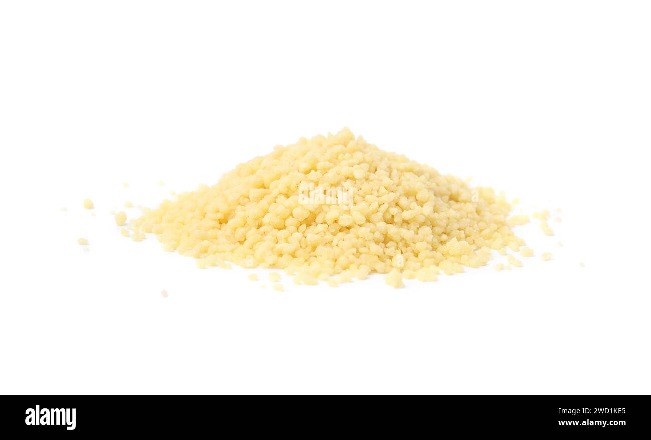 Pile of raw couscous isolated on white Stock Photo - Alamy