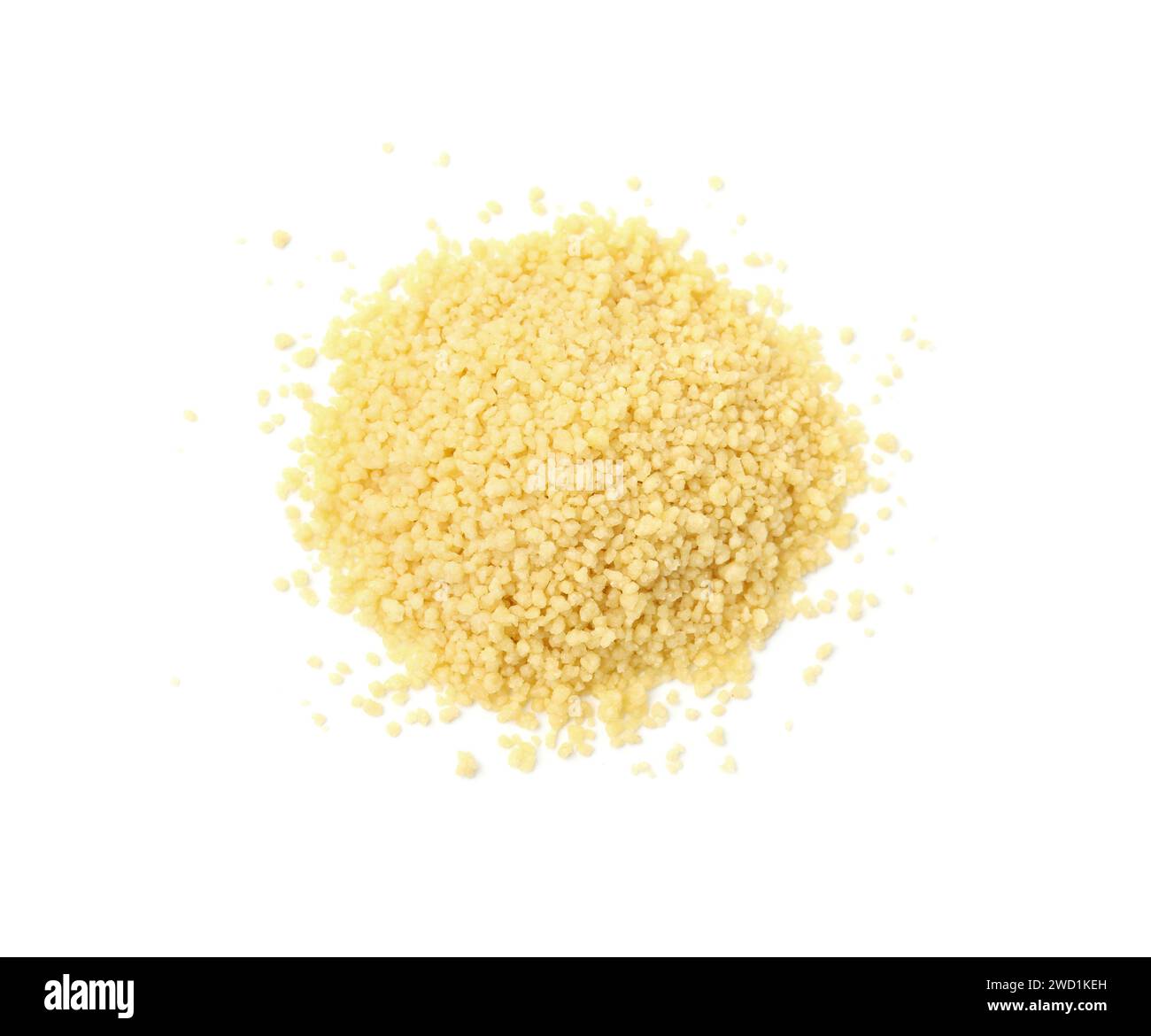 Pile of raw couscous isolated on white, top view Stock Photo - Alamy