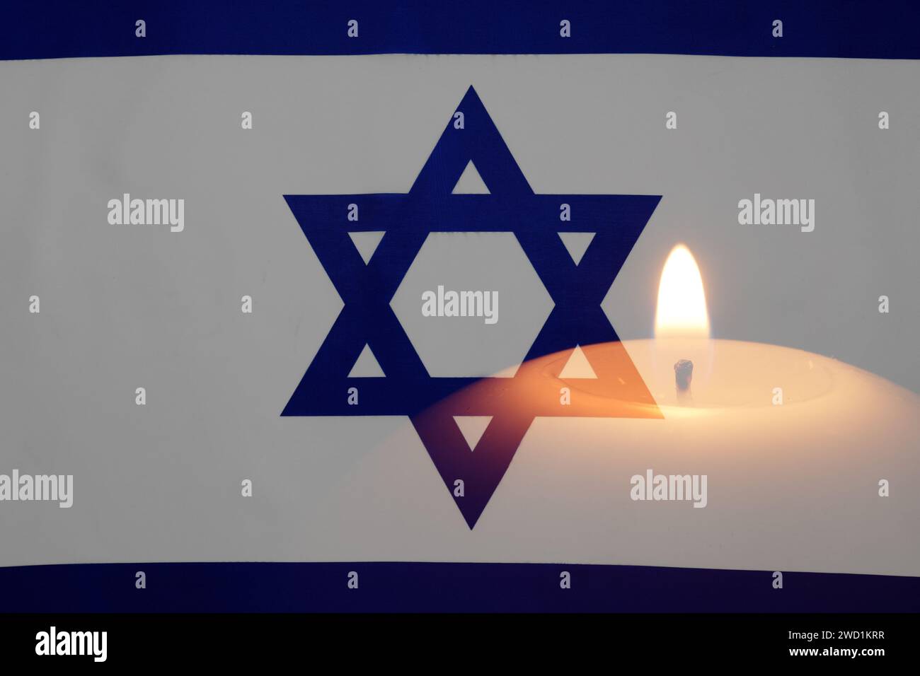 Candle and flag of Israel, double exposure Stock Photo - Alamy
