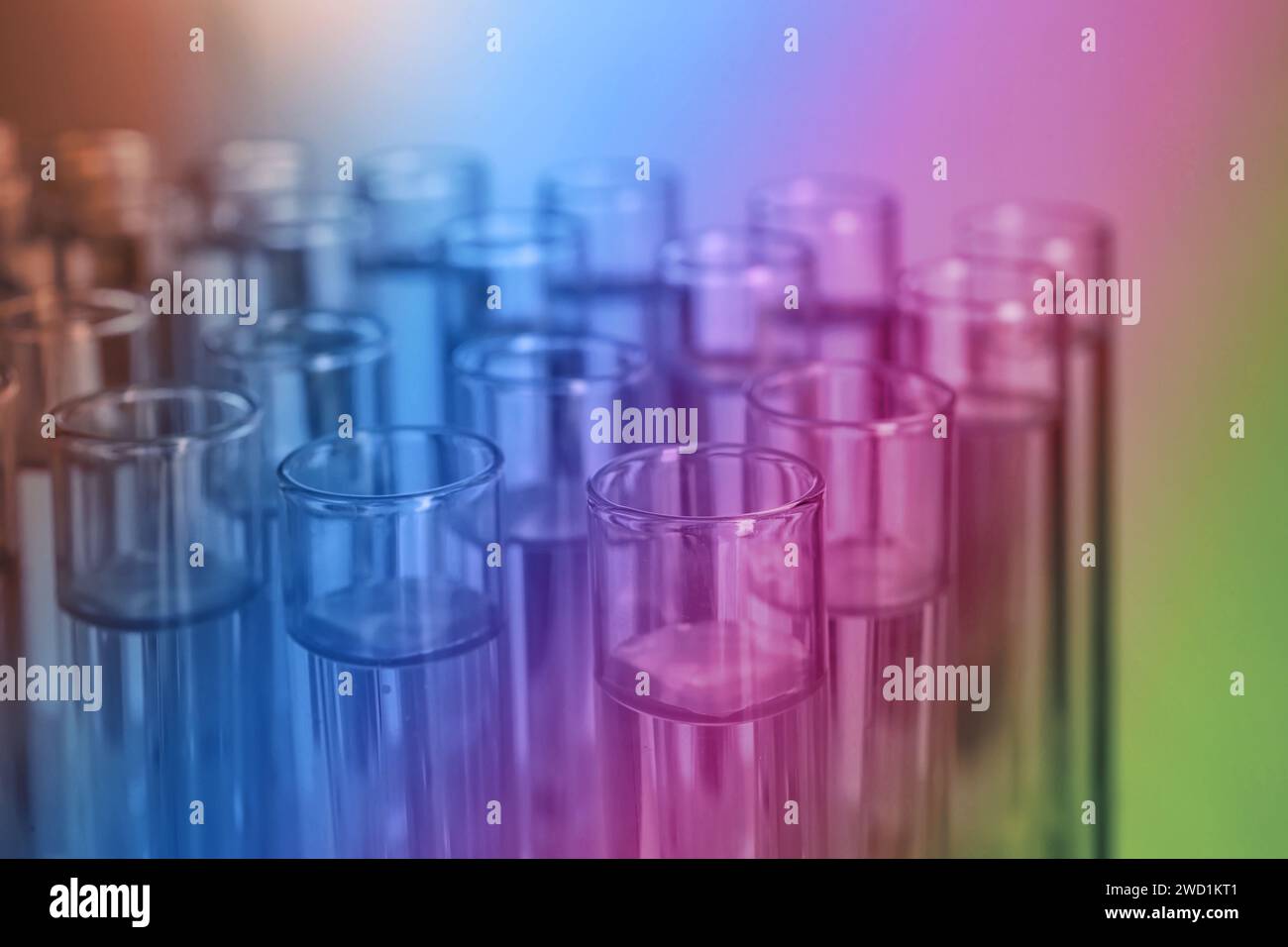 Test tubes with liquid, closeup. Color toned Stock Photo - Alamy