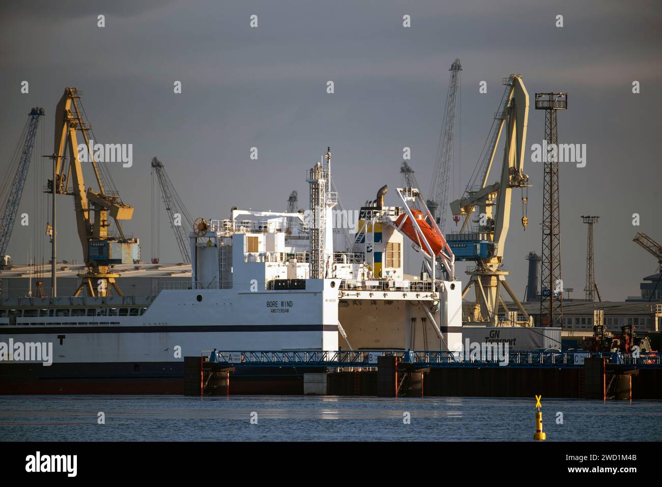 Rostock, Germany. 16th Jan, 2024. View of the Rostock seaport ...