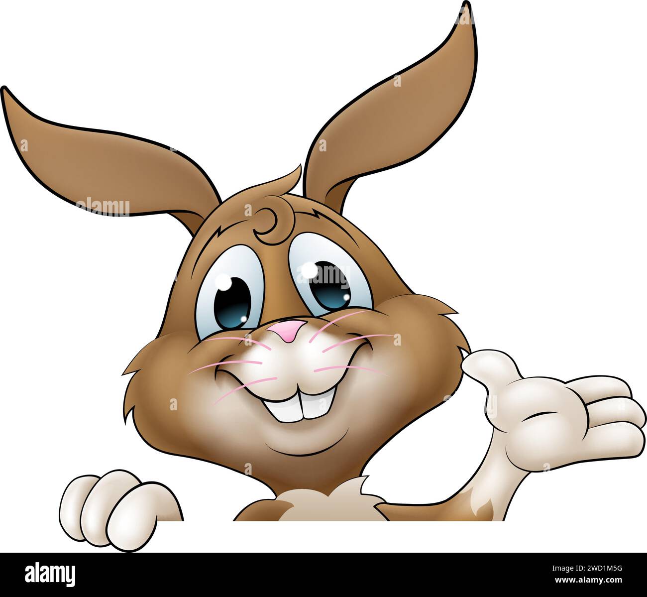 Easter Bunny Rabbit Cartoon Character Peeking Sign Stock Vector Image ...