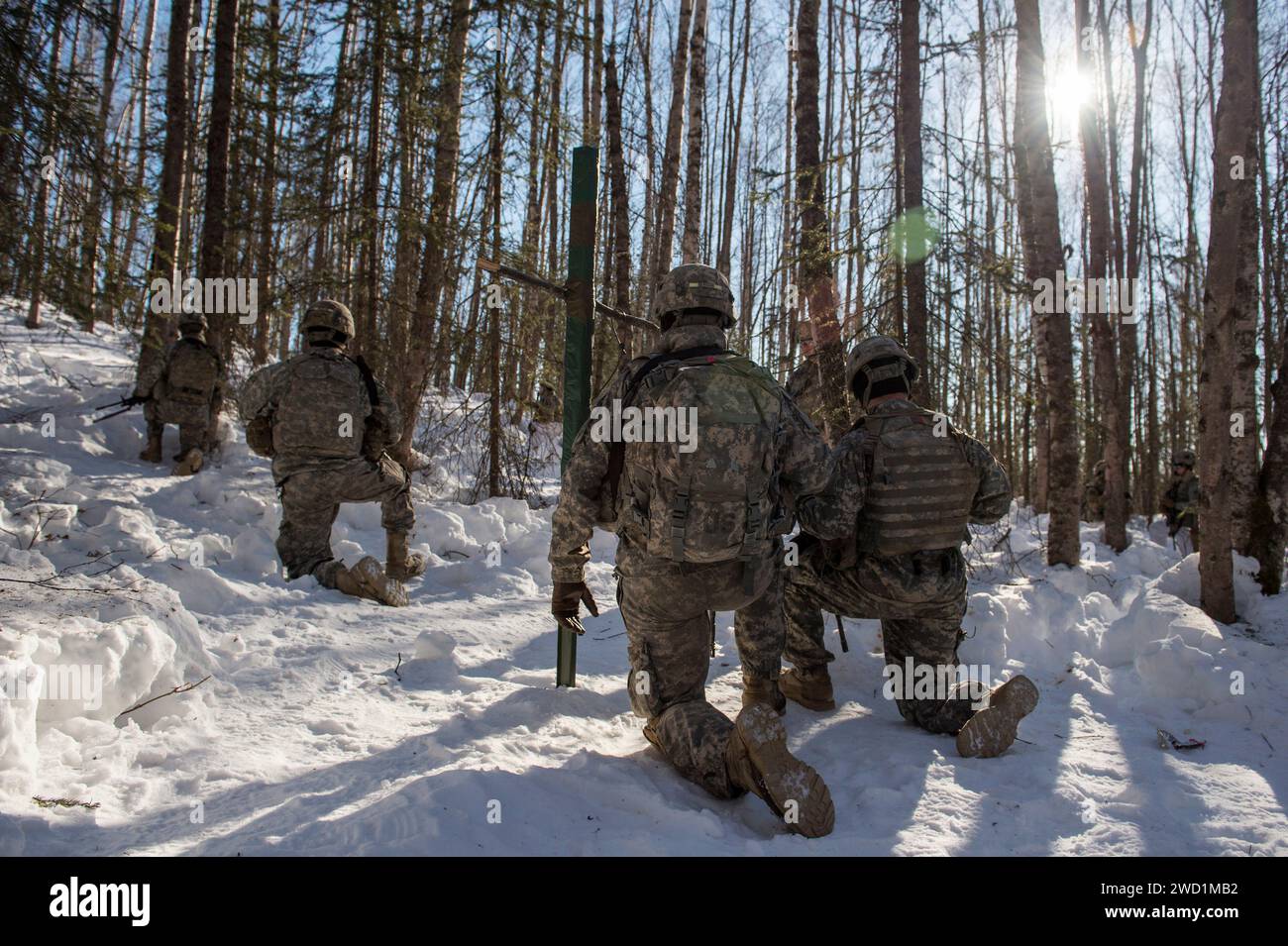 U.S. Army Alaska paratroopers on a battle course at Joint Base ...