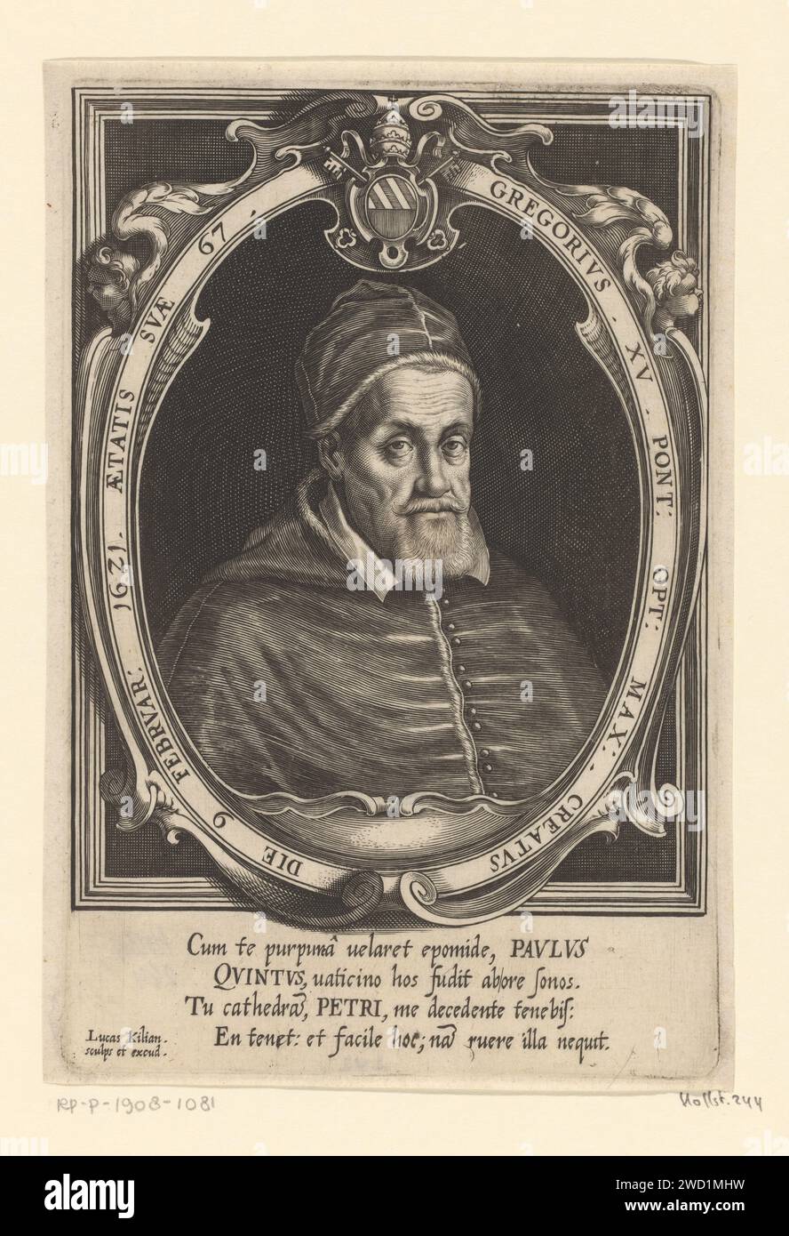 Portrait of Pope Gregorius XV at the age of 67, Lucas Kilian, 1621 ...