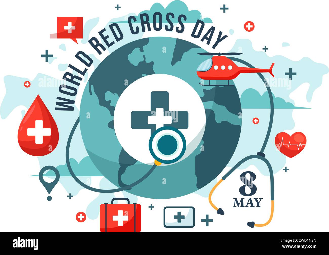 World Red Cross Day Vector Illustration on May 8 to Medical Health and ...