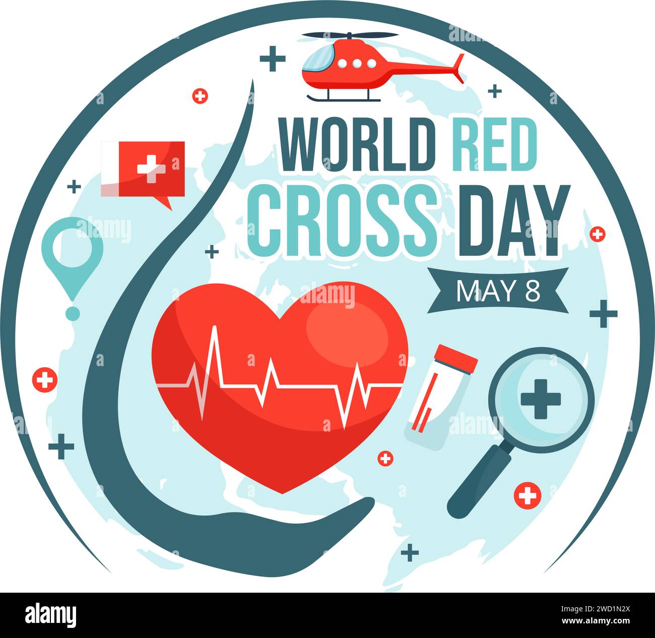 World Red Cross Day Vector Illustration on May 8 to Medical Health and ...
