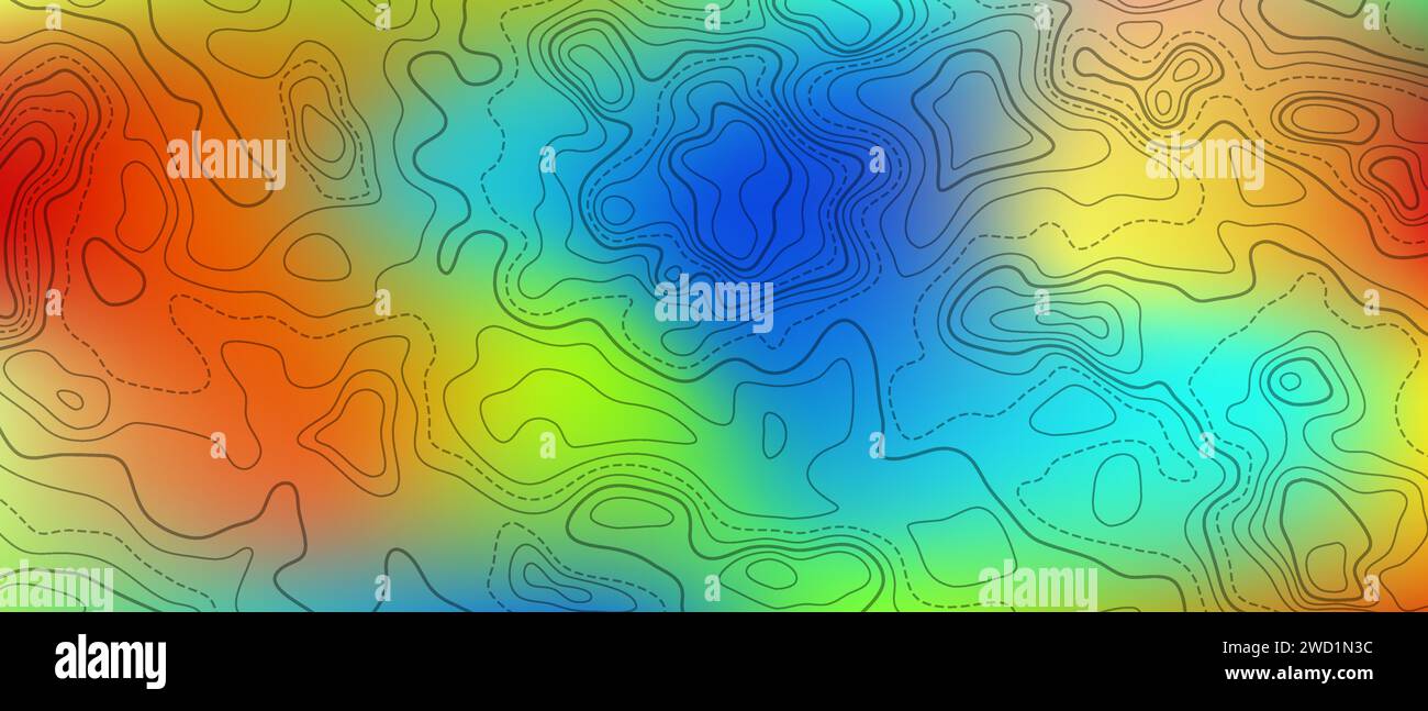Ocean bottom topographic line map curvy wave isolines vector ...