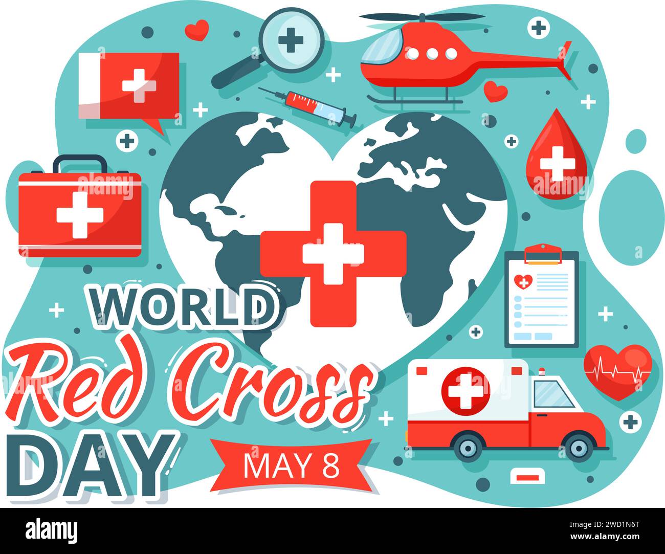 World Red Cross Day Vector Illustration on May 8 to Medical Health and ...
