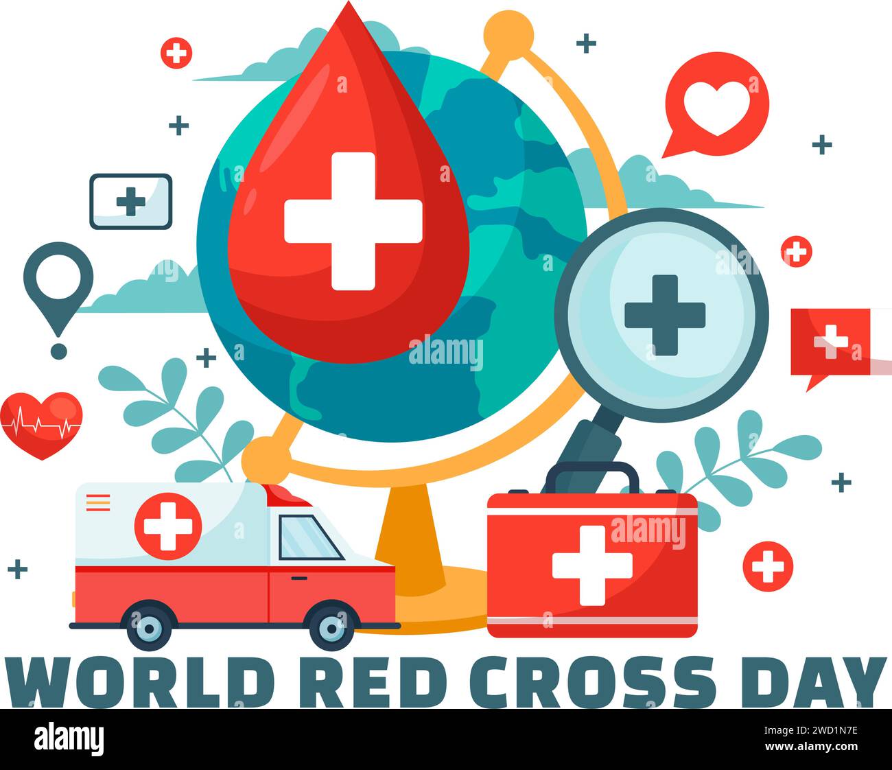 World Red Cross Day Vector Illustration on May 8 to Medical Health and ...