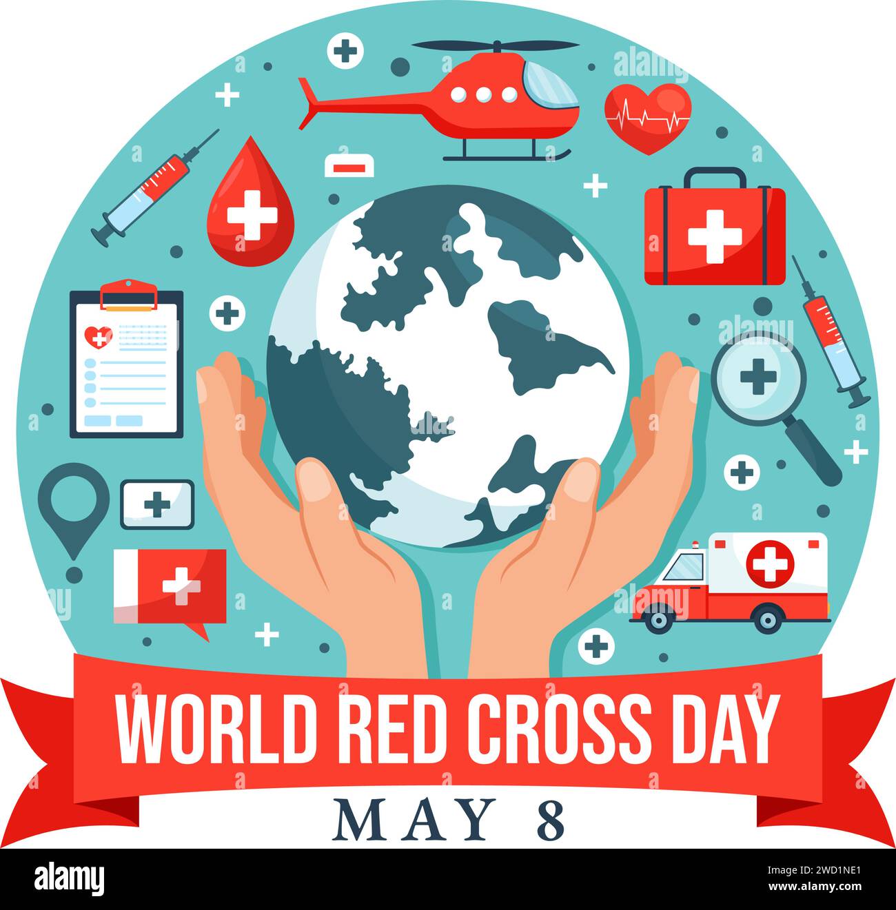 World Red Cross Day Vector Illustration on May 8 to Medical Health and ...