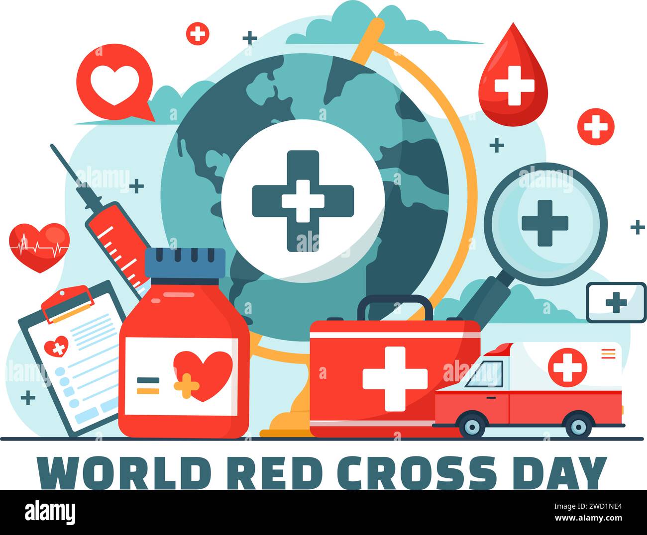 World Red Cross Day Vector Illustration on May 8 to Medical Health and ...