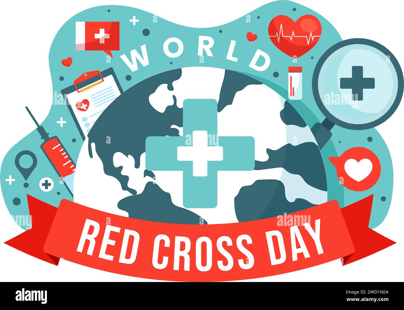 World Red Cross Day Vector Illustration on May 8 to Medical Health and ...