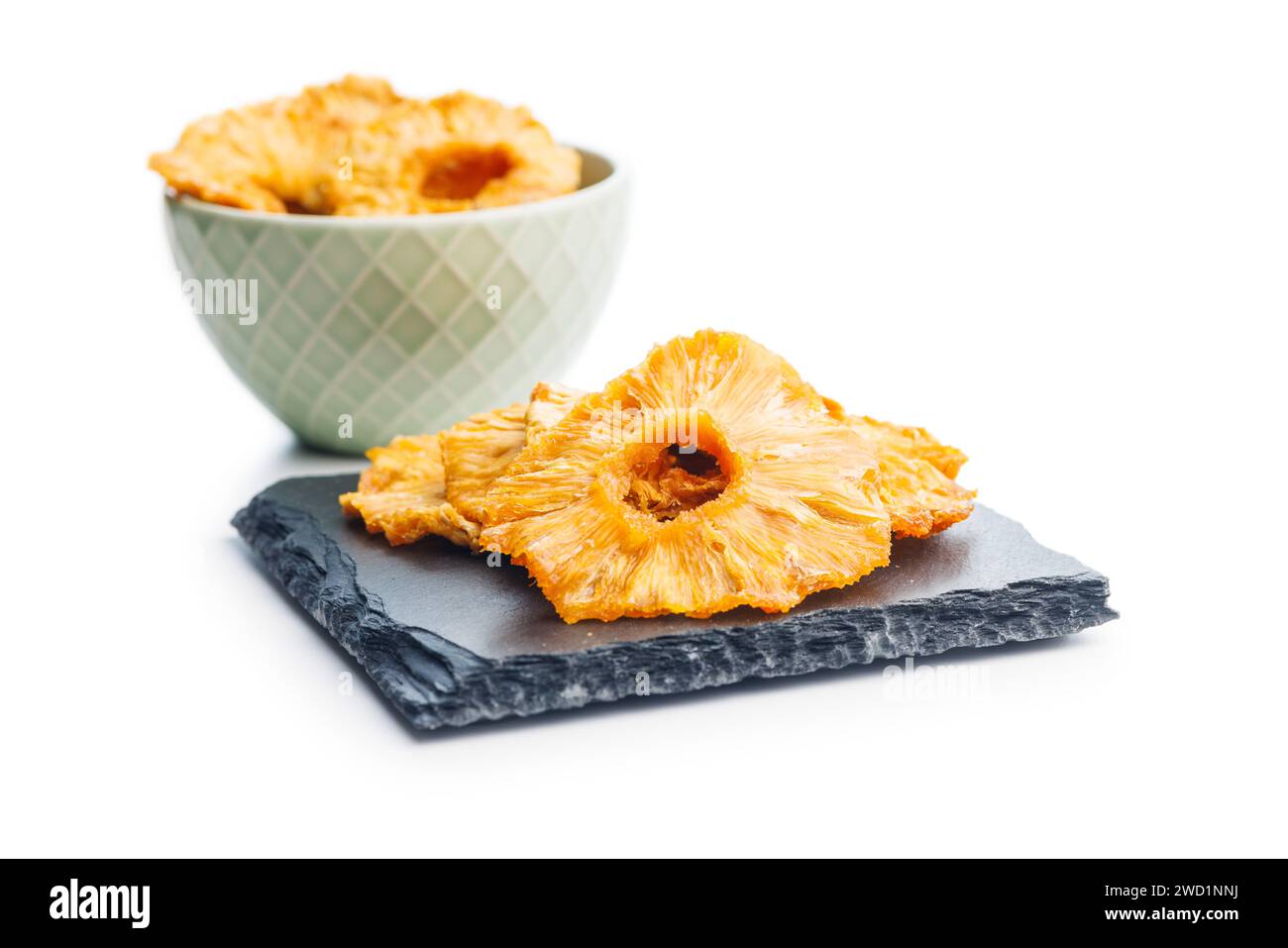 Dried pineapple rings isolated on the white background Stock Photo - Alamy