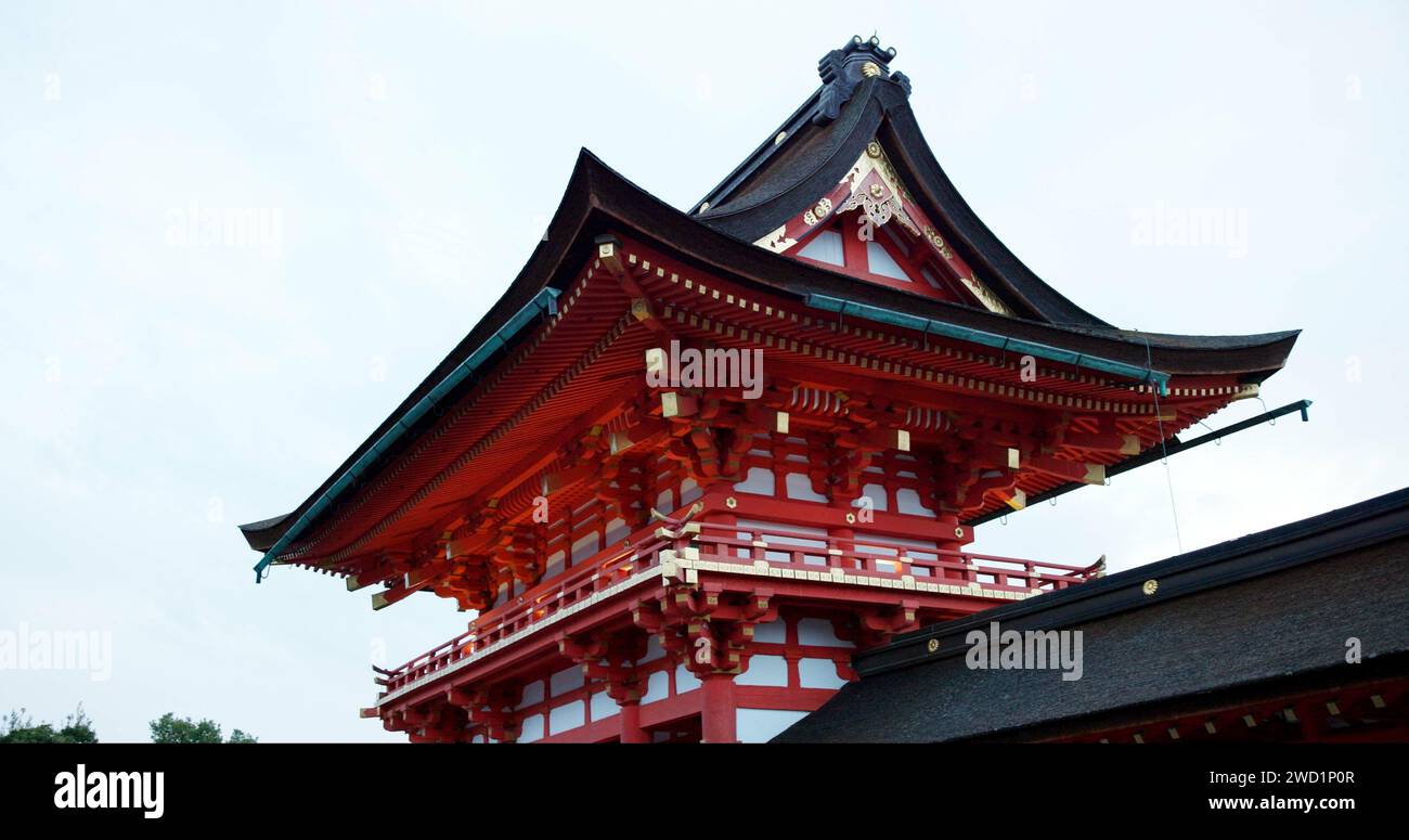 Architecture, building and shinto temple for religion, travel and ...