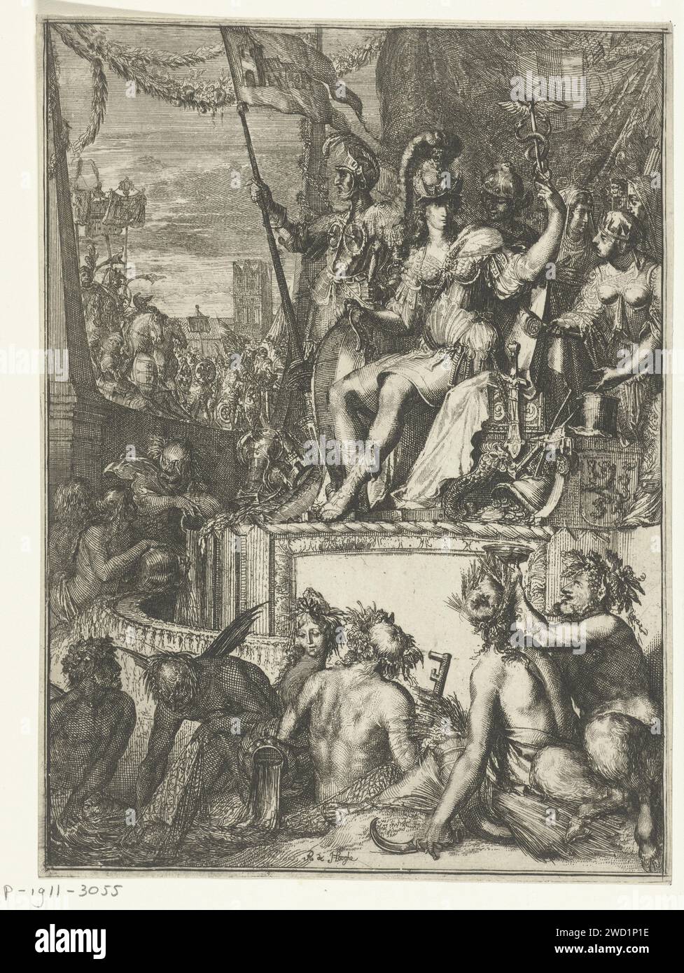 Allegorical representation of the (sea) trade, Romeyn de Hooghe, 1655 ...