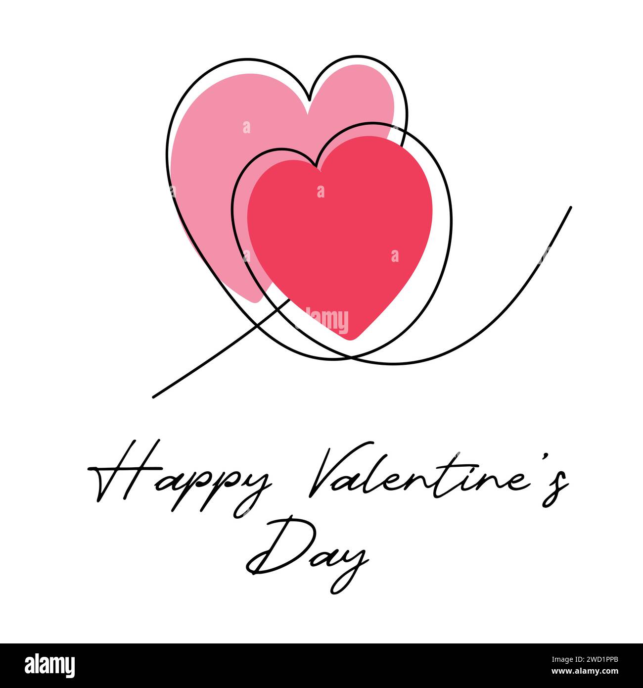 Two Hearts Continuous One Line Drawing. Valentines day concept. Hearts ...