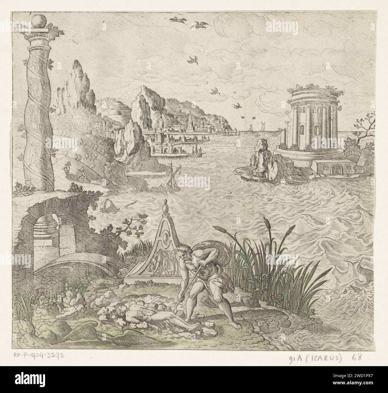 Daedalus and Icarus, Johannes or Lucas van Doetechum, after Gerard van ...