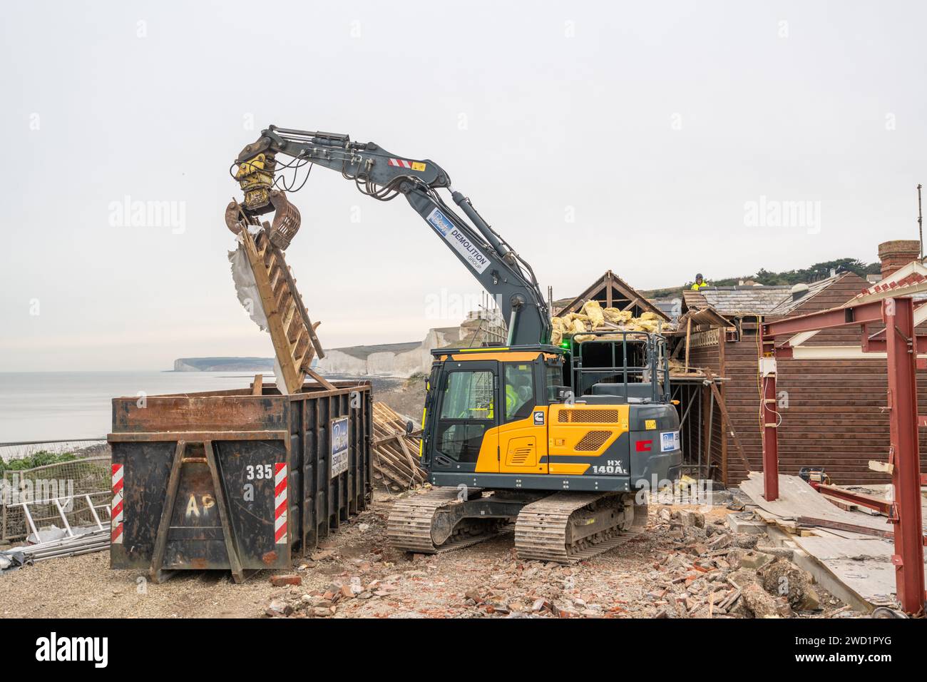 Demolition is nearly completed of the former hotel perched on crumbling ...