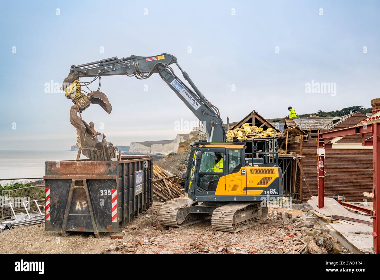 Demolition is nearly completed of the former hotel perched on crumbling ...