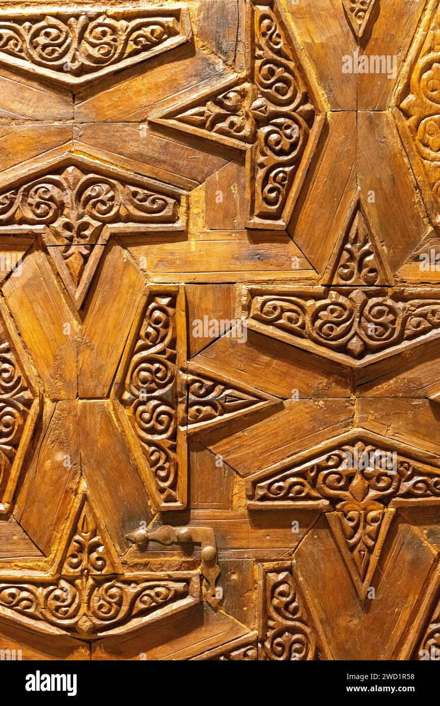 detail of wood carving on the minbar dated 1153 CE from the Great ...