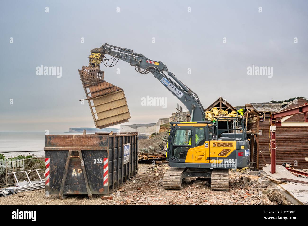 Demolition is nearly completed of the former hotel perched on crumbling ...