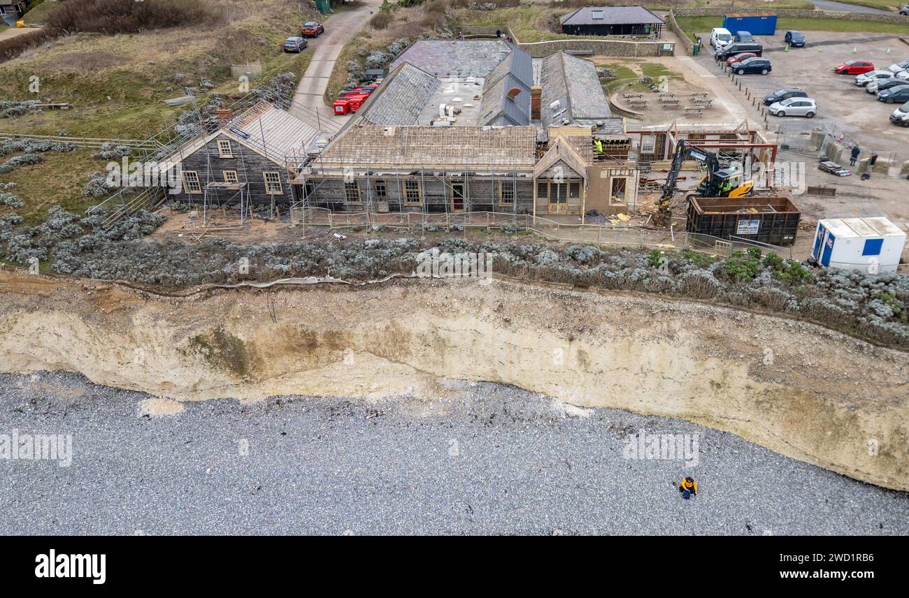 Demolition is nearly completed of the former hotel perched on crumbling ...