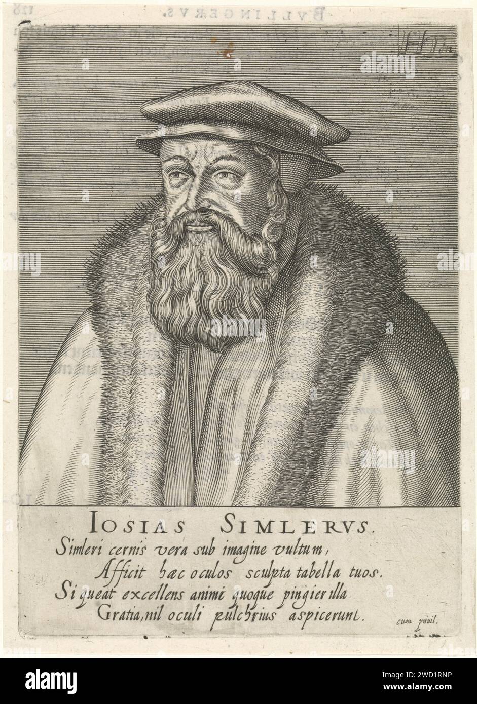 Portrait of Josias Simlerus, Hendrick Hondius (I), 1599 print Bust to ...