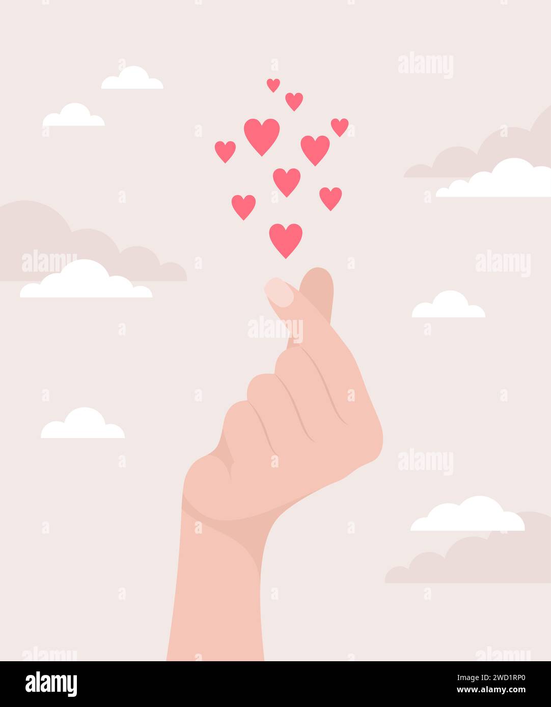 Hand showing heart or love sign with fingers. Hand sending hearts on a ...