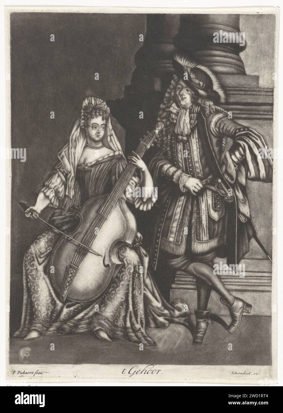 HOW, Pieter Pickaert, 1680 - 1715 print The sense of hearing. A man ...