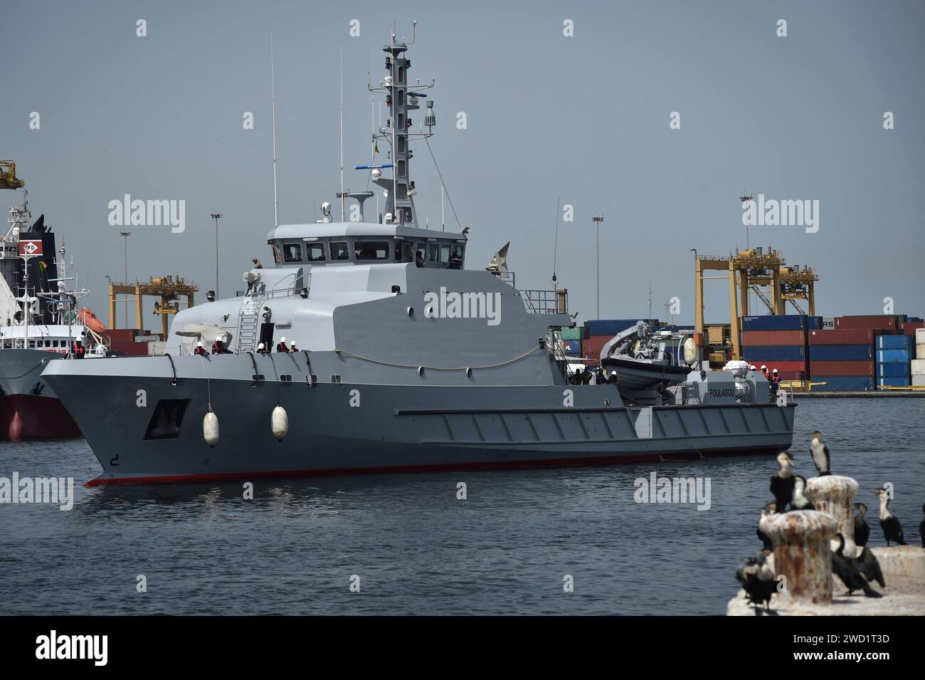 The Senegalese Navy patrol ship Fouladou pulls into base during ...