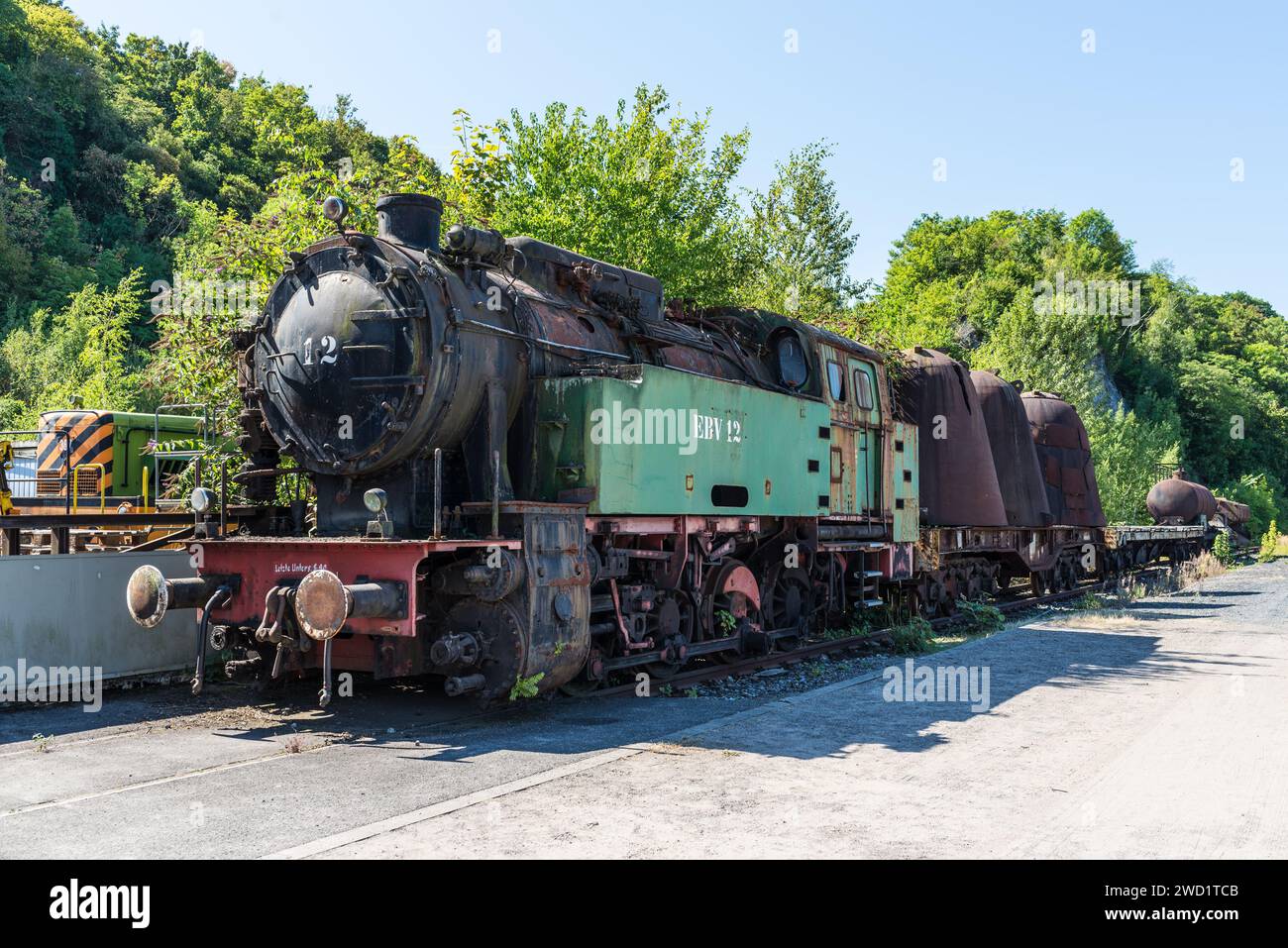 Steam Engine EBV 12 with slag pots at in Hattingen's industrial museum ...
