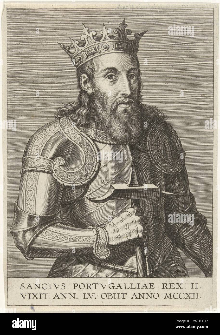 Portrait of King Sancho I of Portugal, Cornelis Galle (I), 1621 print ...