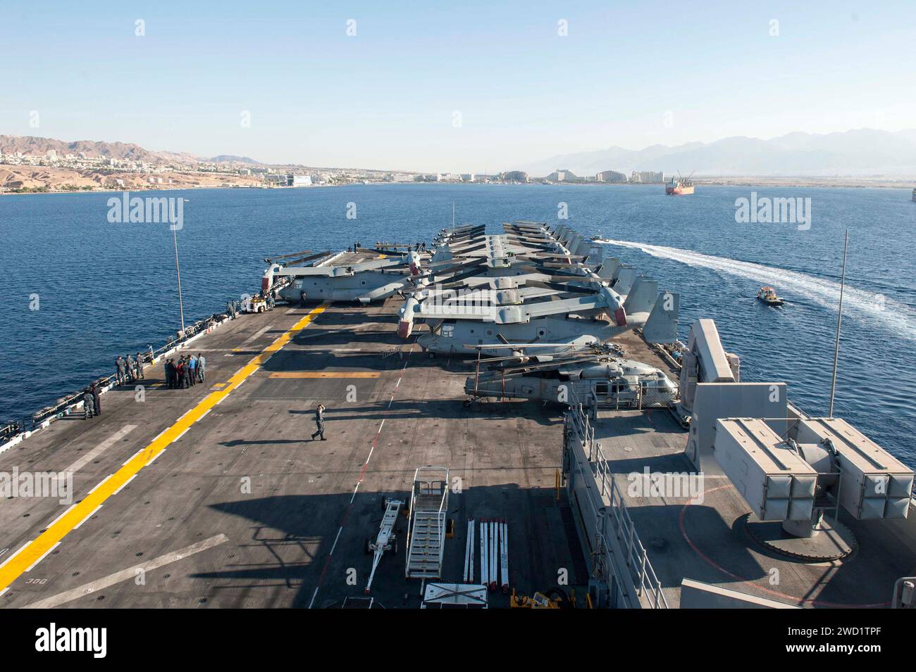 The amphibious assault ship USS America arrives in Eilat, Israel, for a ...
