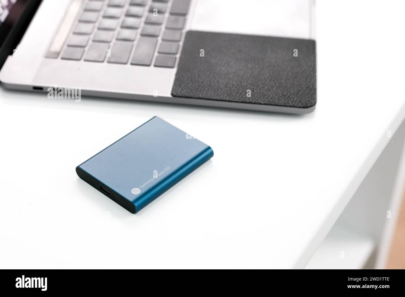 HCMC, VN - Jan 2024. SSD Samsung T5 external portable hard disk Stock ...