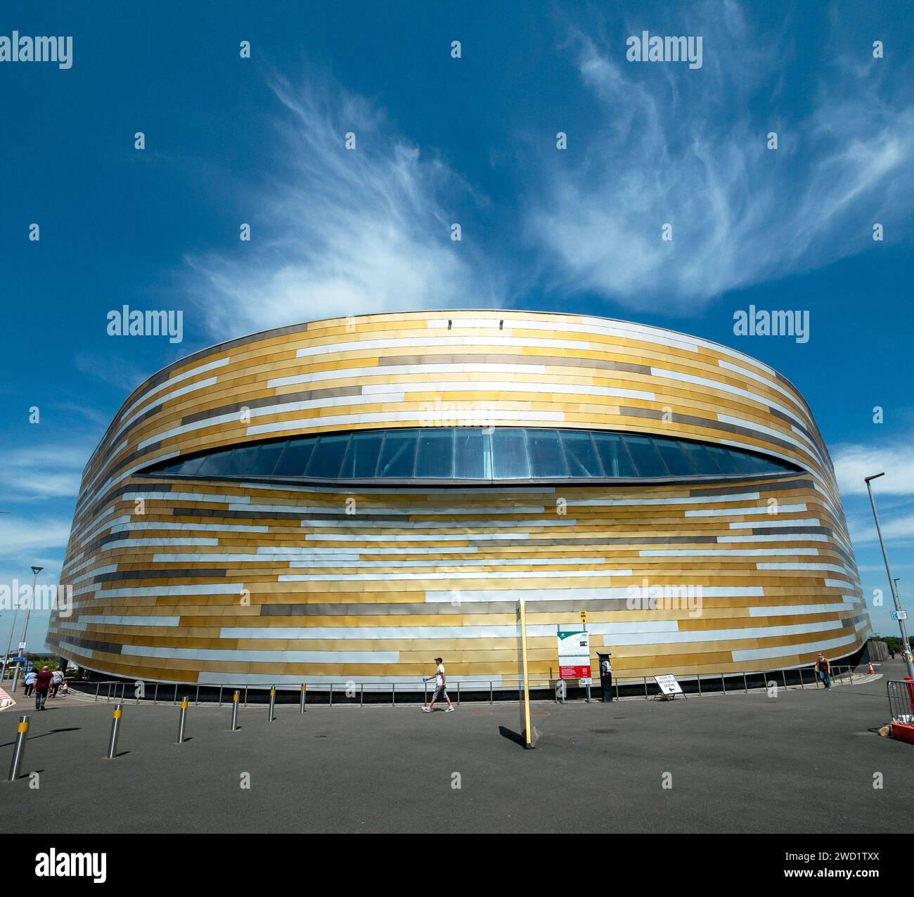 Colorful cladding and modern architecture of the Derby Arena ...