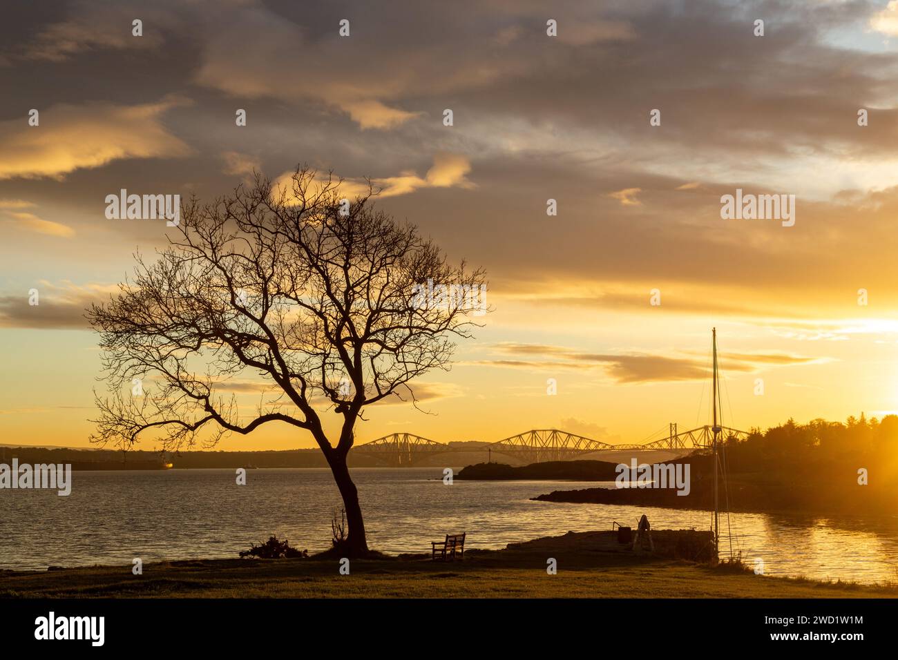 A beautiful sunset in the Firth of Forth looking towards Downing Point ...