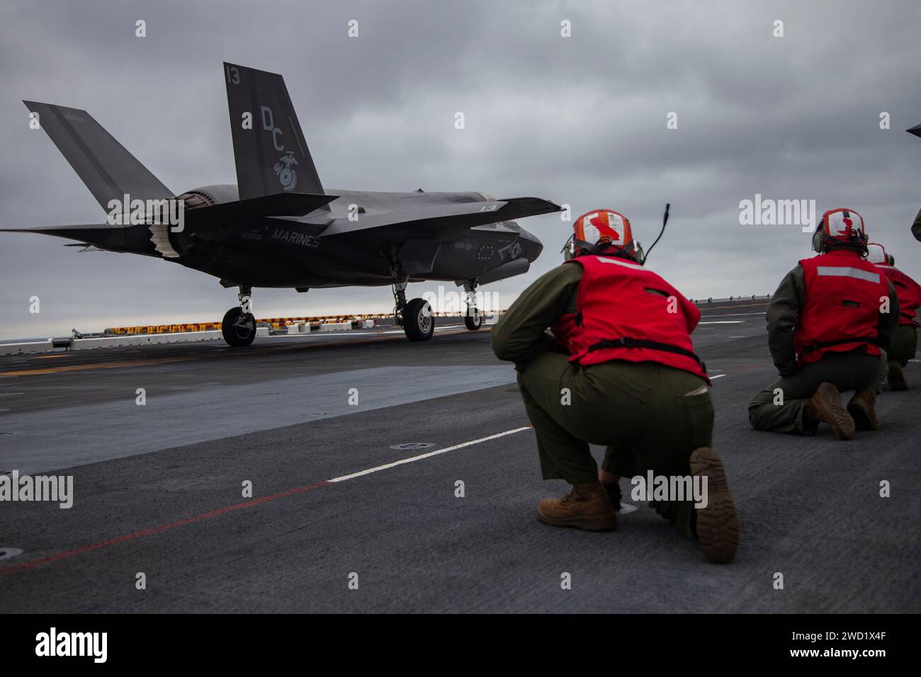 A U.S. Marine Corps F-35B Lightning II prepares to take off from USS ...